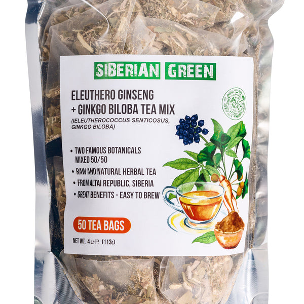 Ginkgo Biloba & Eleuthero Tea – Siberian Green (50 Bags) - Siberian ...